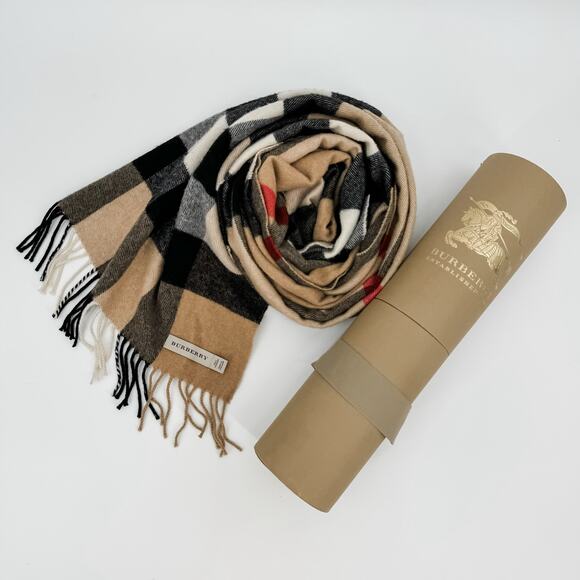 Burberry | Accessories | Burberry Cashmere Scarf Fringe Large Check ...